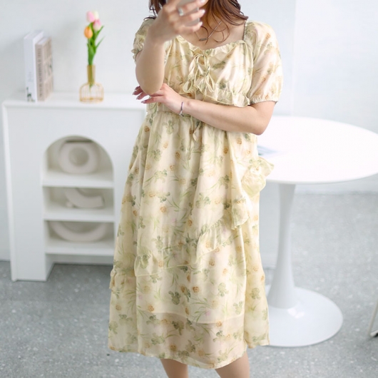 大きいサイズ レディース 花柄バックシャーリングワンピース 大きいサイズ レディース 花柄バックシャーリングワンピース